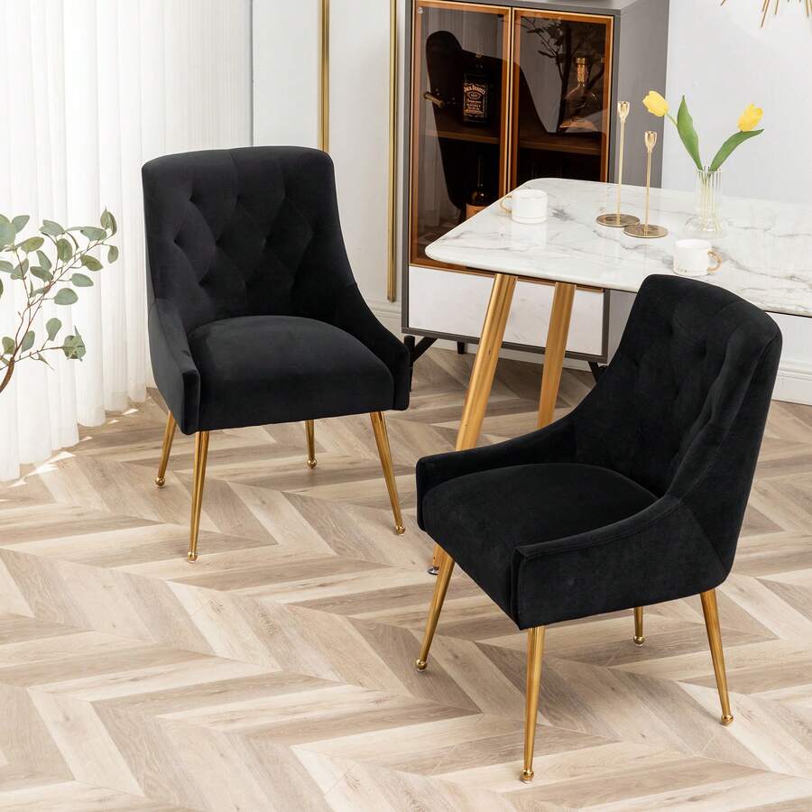 SEYNAR Modern Dining Chairs Set Of 2, Upholstered Accent Chair Tufted ...