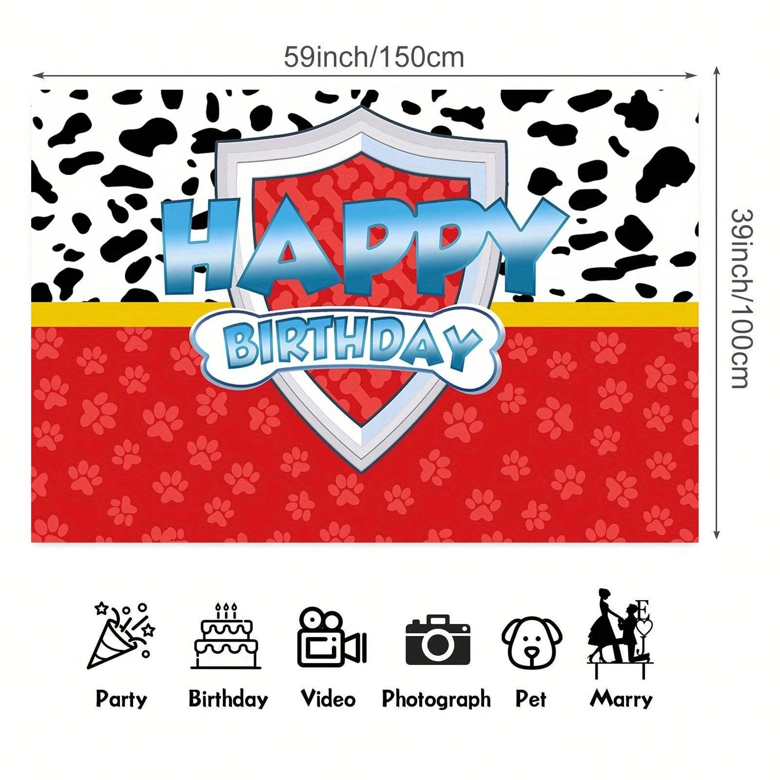 1pc, 5x3ft Dog Paw Themed Backdrop - Perfect For Red Paw Print Birthday ...
