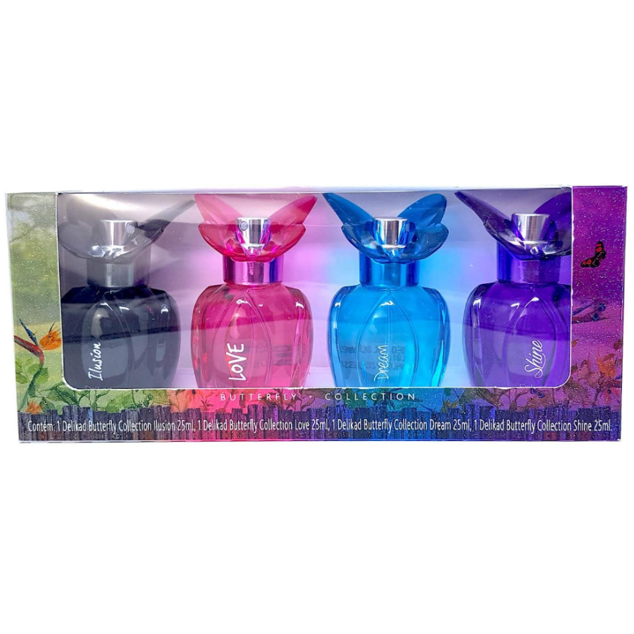 KIT DE PERFUMES FEMININOS - 4 PERFUMES - BUTTERFLY - COLLECTION ...