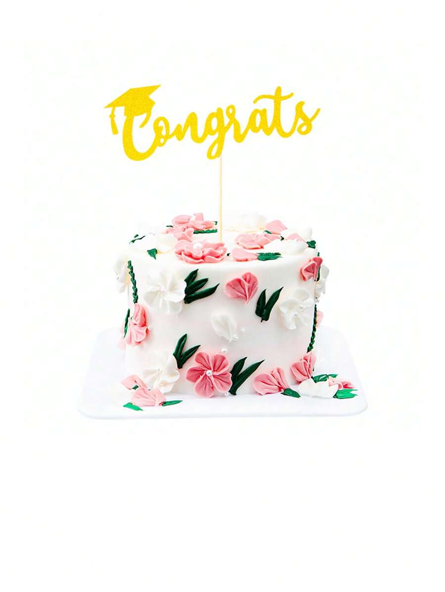 1 Pc Glitter Congrats Cake Topper - Congrats Grad Cake Decor - 2024 ...