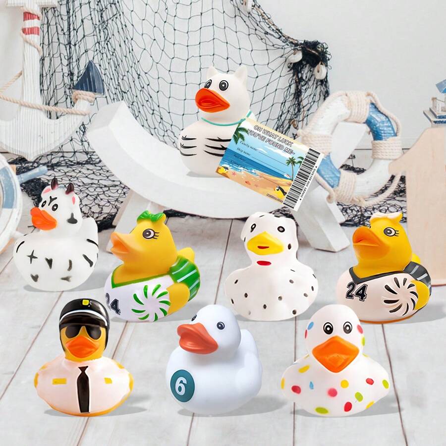 12 Pcs Rubber Ducks Toy Duckies Set, 12 Rubber Bands, 12 Cruise Ducks ...