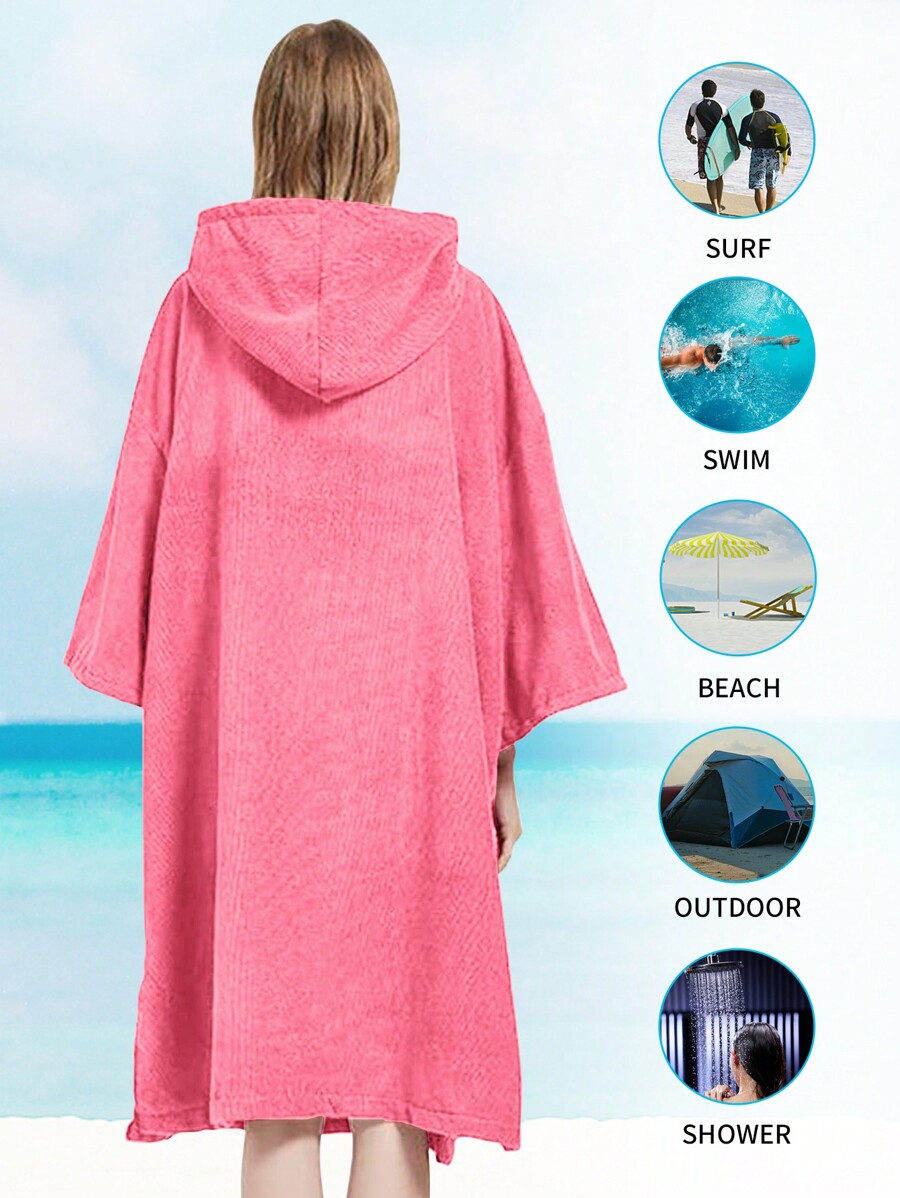 A Solid-Colored Bathrobe With Hood And Sleeves, Minimalist Style ...