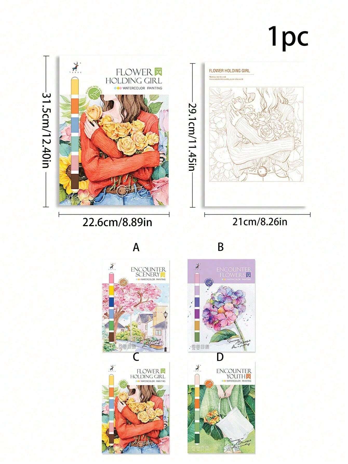 Watercolor Coloring Book, Stress Relief & Drawing Practice Book, Diy ...