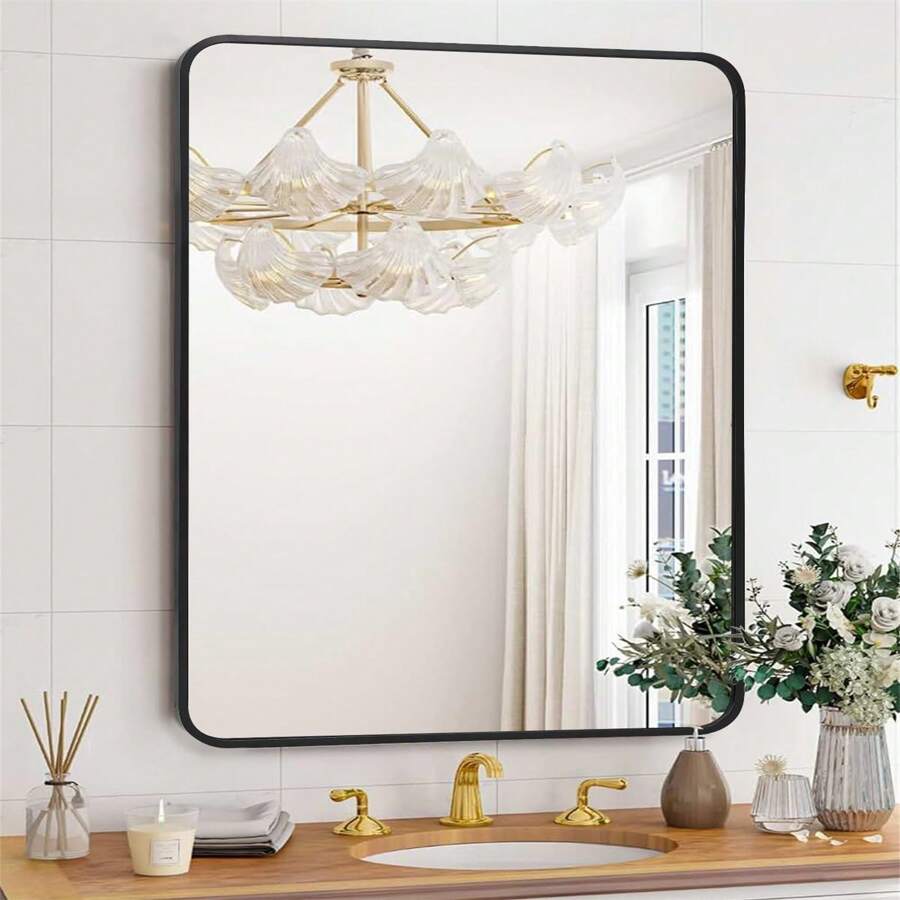 2024 New Modern Rounded Corner Rectangular Vanity Mirror, Wall Mount ...