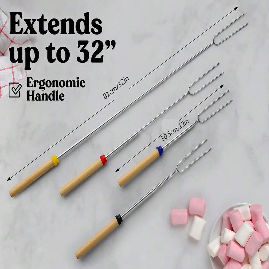 5pc Sturdy Marshmallow Stick Fire Pit Extra Long Stick Fire Pit Kit ...
