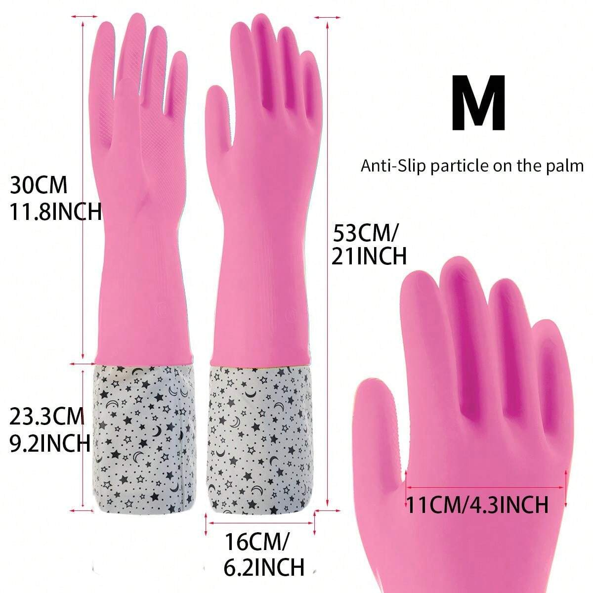 1/3 Pairs 21-Inch Pink Rubber Kitchen Dishwashing Gloves, Reusable ...