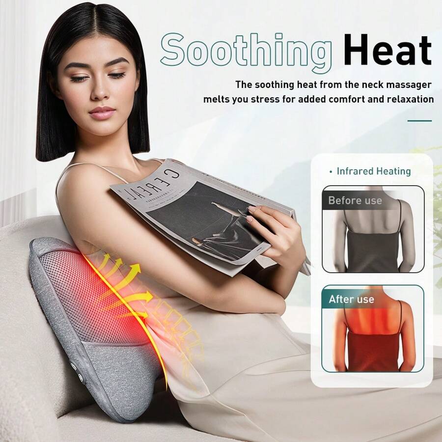 Back Massager With Heat, Cordless Shiatsu Neck Massager Back Massager ...