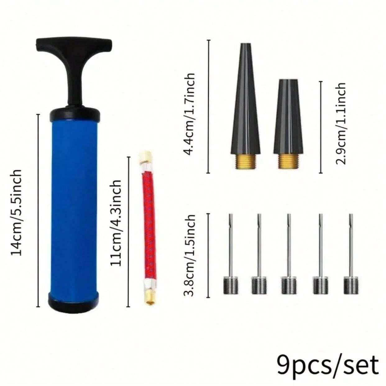 Kit de inflado portátil manual, con agujas y boquillas para inflar ...