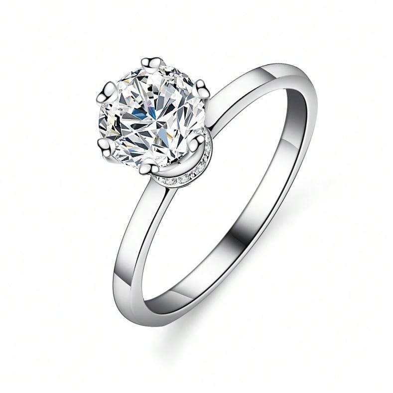One Single Rhinestone Fine Jewelry 1 Carat Engagement Ring For Women ...