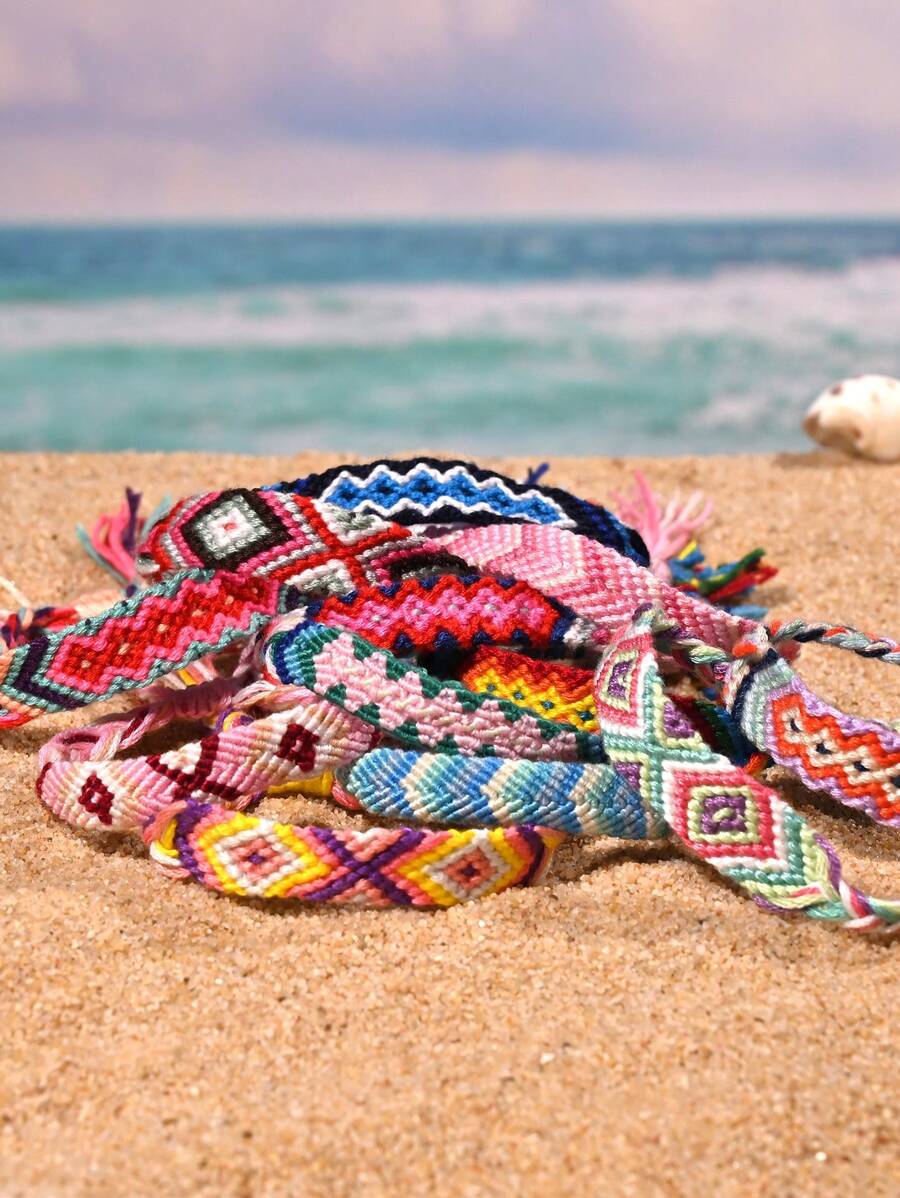 10Pcs/Lot Random Style Handwoven Bracelet Summer Beach Nibir Friendship ...