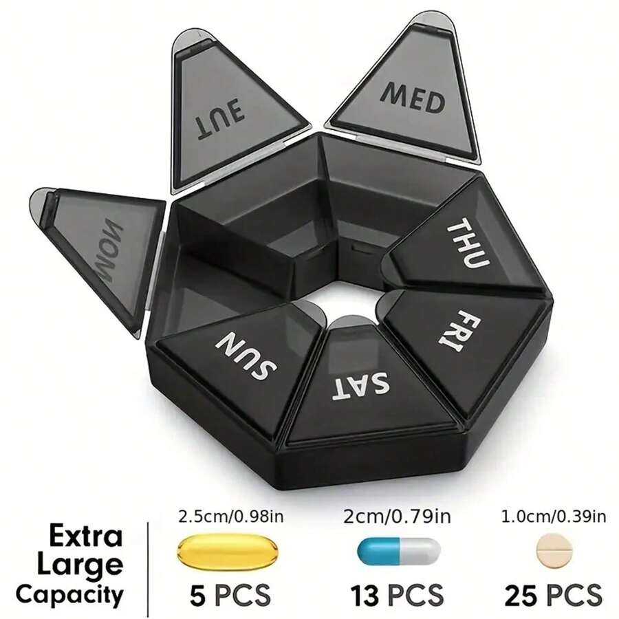 1pc One Week 7-Point Pill Box Round, 7-Grid Carry-On Weekly Sub-Package ...