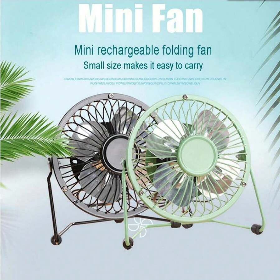 Mini USB Fan Portable Fans Metal Cooler Cooling 4 Blades Desktop Mute ...