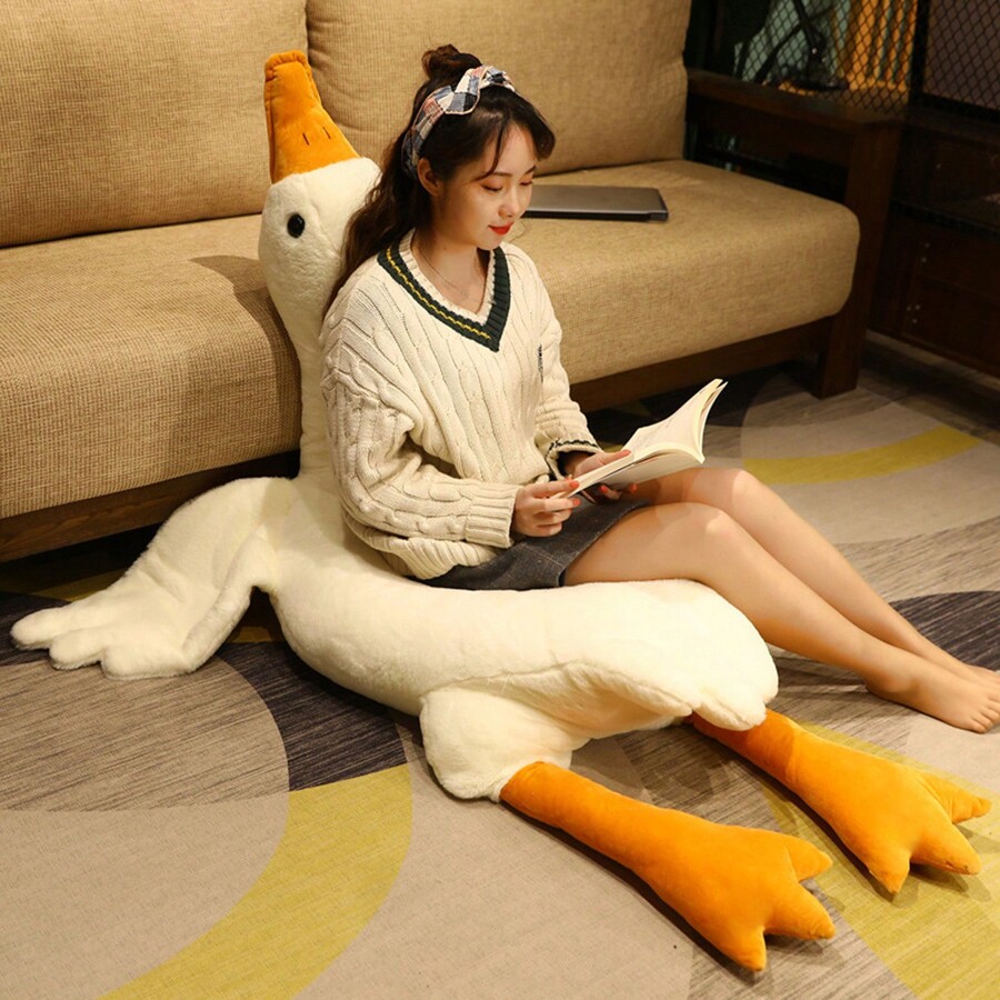 Christmas Decoration 1pc 90/120cm Giant Long Plush White Goose Toy Stuffed Lifelike Big Wings ...