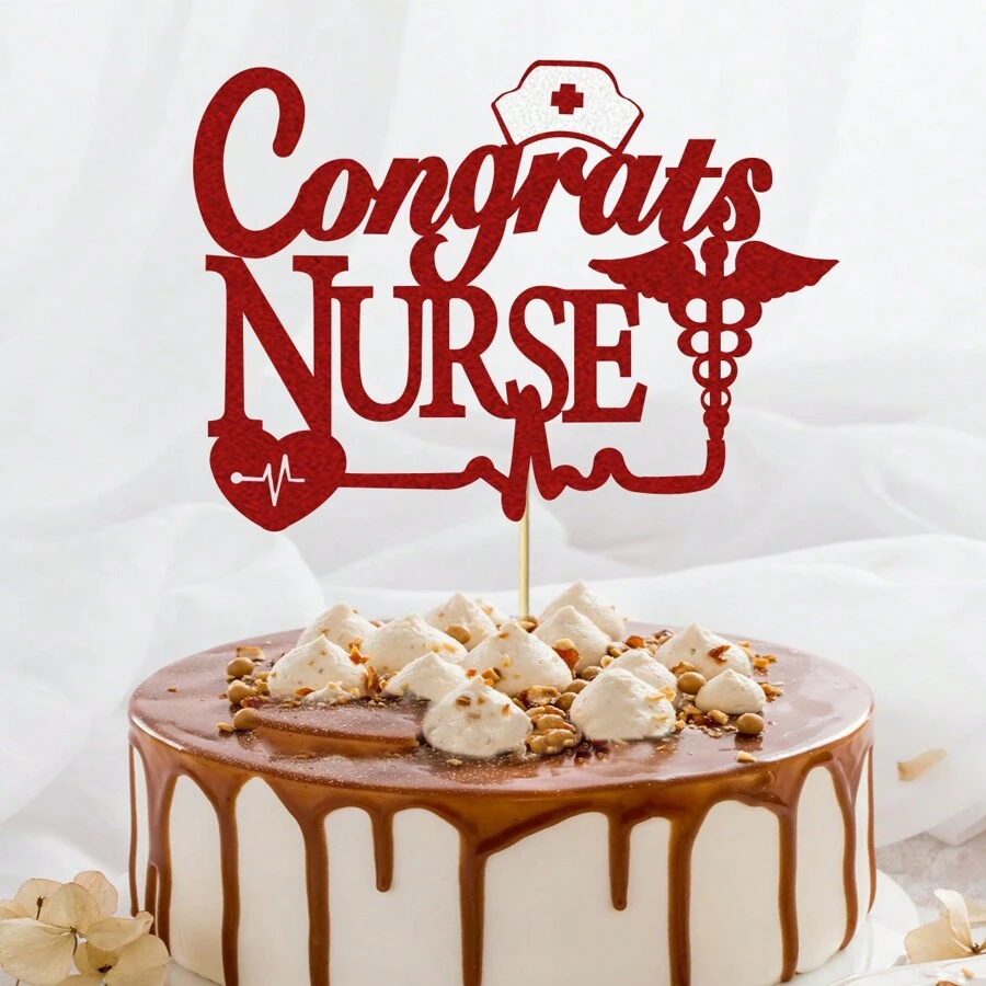1pc Congrats Nurse Cap Nurse Graduation Paper Cake Topper Decoration ...