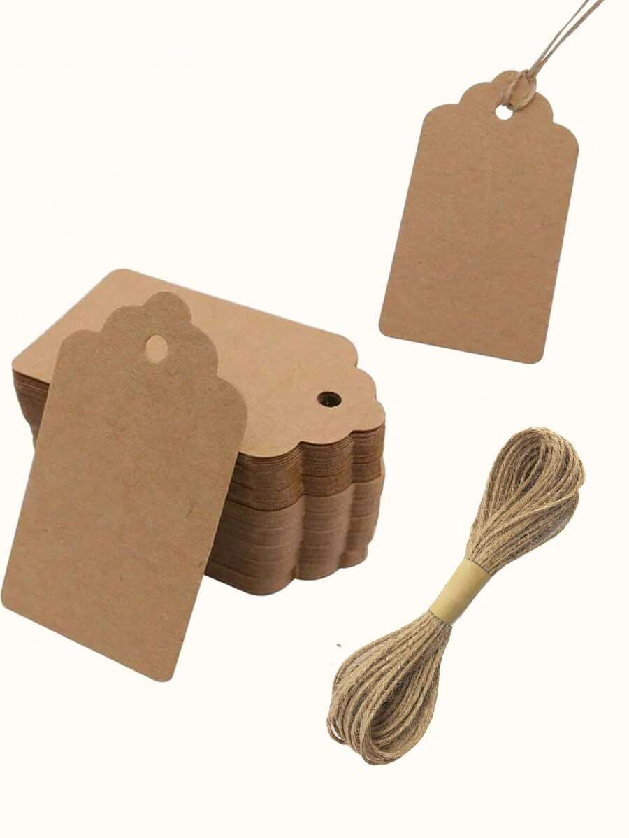 50pcs Solid Color Gift Tag & 1pc Hemp String, Paper Gift Decoration ...