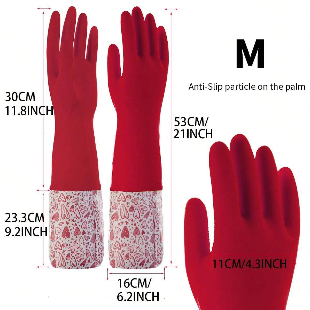 1/3 Pairs 21 Inch Red Reusable Rubber Kitchen Dishwashing Gloves, Soft ...