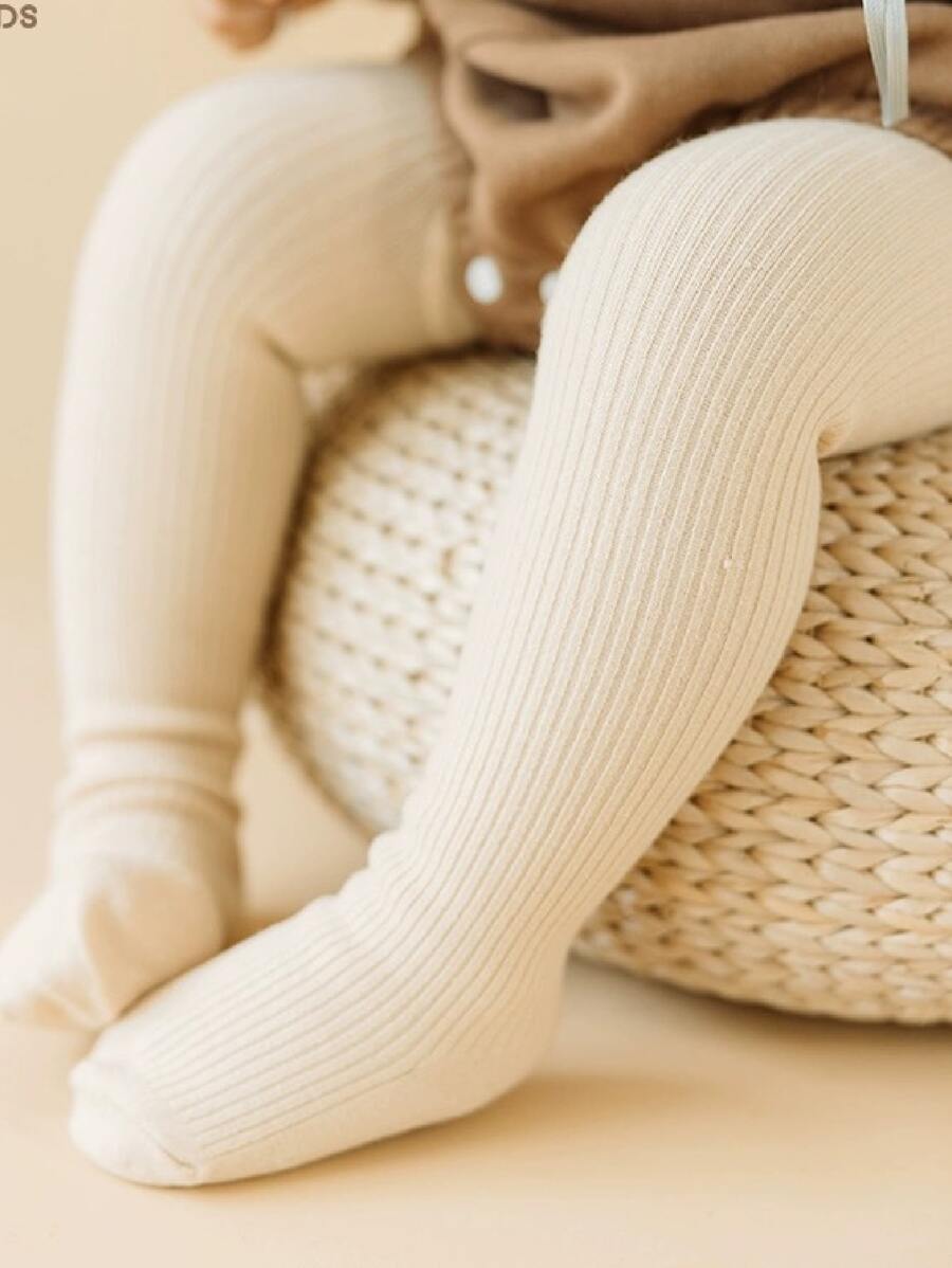 1pc White Baby Tights With Thin Stripes, Classic And Cute For Infants ...