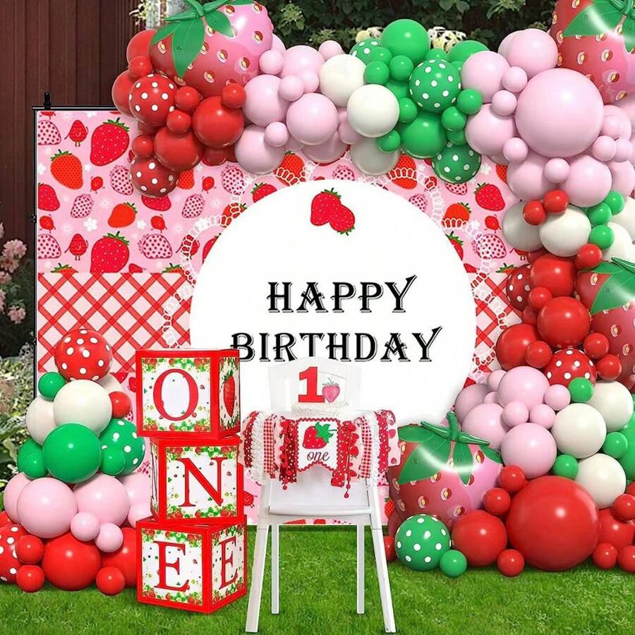 Strawberry Balloon Arch Kit Strawberry Party Decorations With Red Polka ...