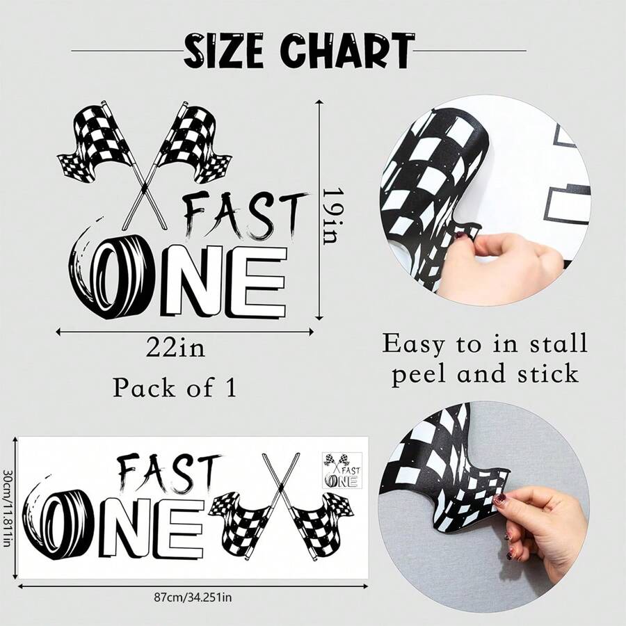 Fast One Birthday Racing Decal - Race Car Birthday Decal For Party ...