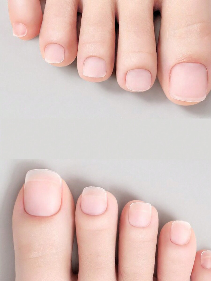 240pcs Frosted False Toenails Short Square Fake Soft Gel Full Cover Pre ...