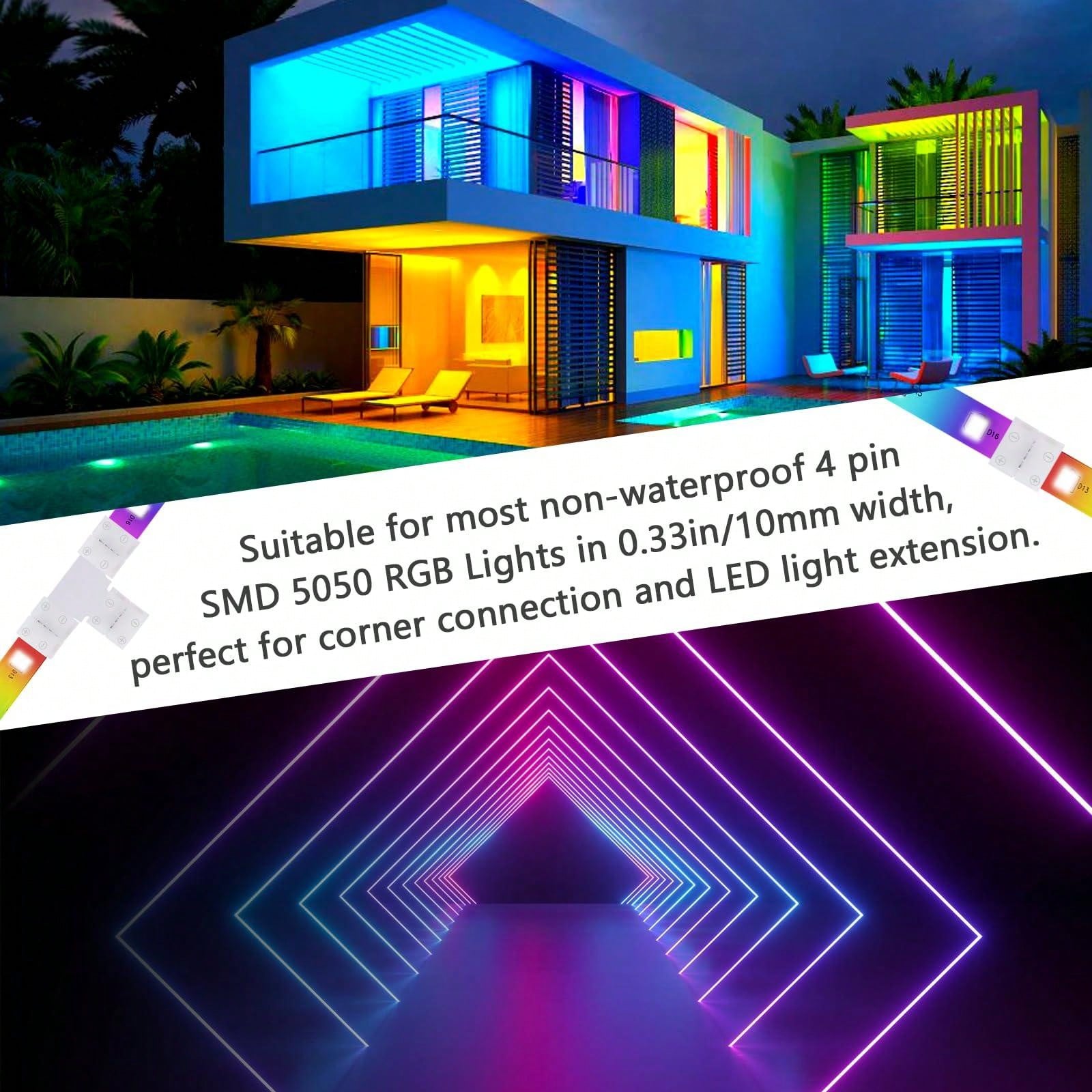 40pcs 4 Pin LED Light Strip Connector Set - 10mm Unwired Kit For ...