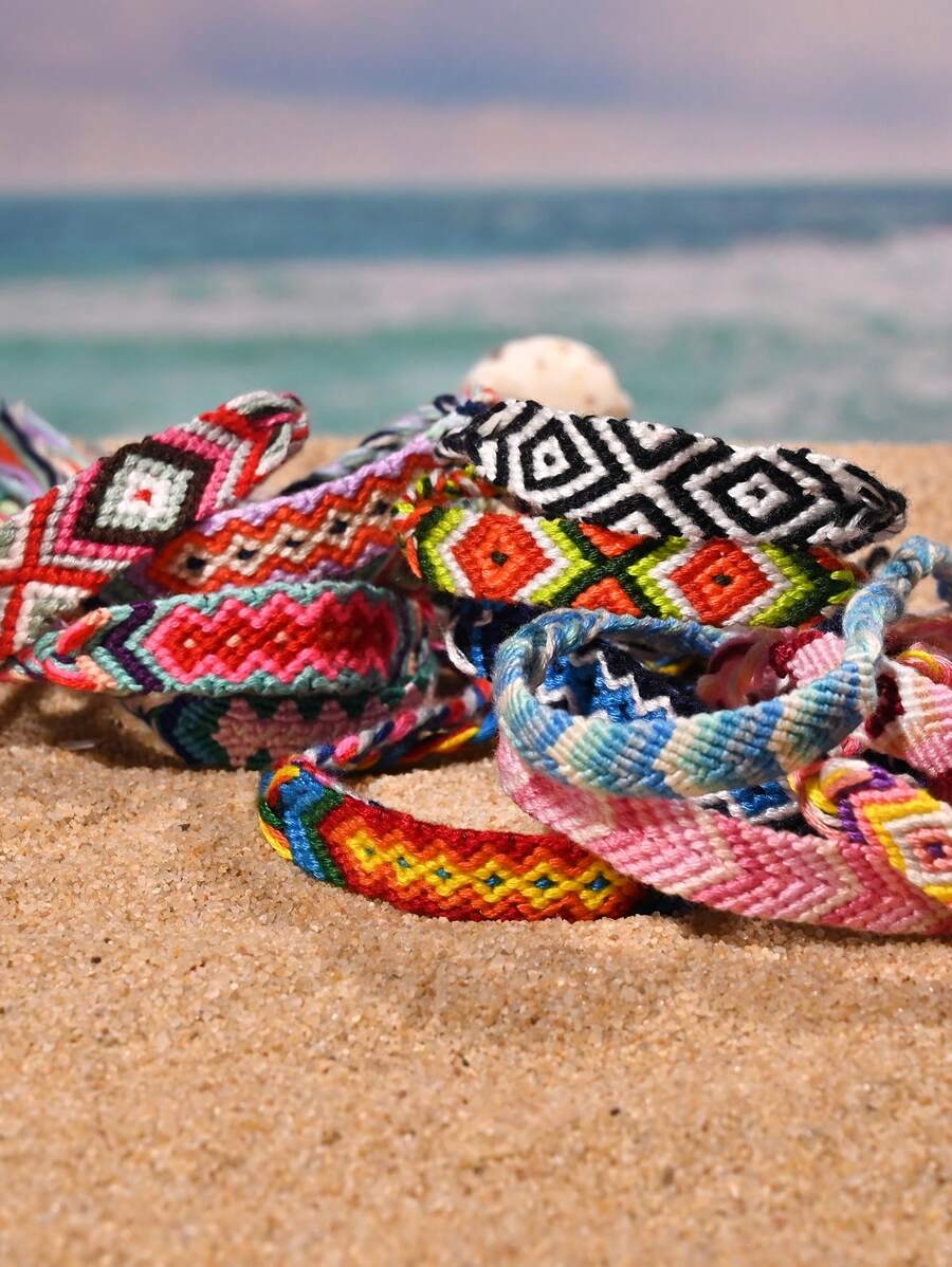 10Pcs/Lot Random Style Handwoven Bracelet Summer Beach Nibir Friendship ...