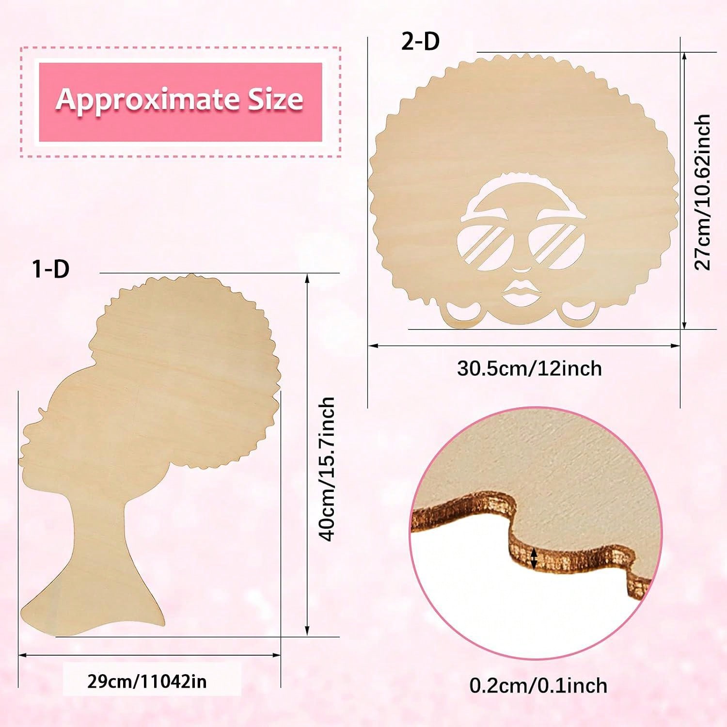 2 Afrikaans Meisje Houten Knipsels DIY Houten Sjabloon Silhouette ...