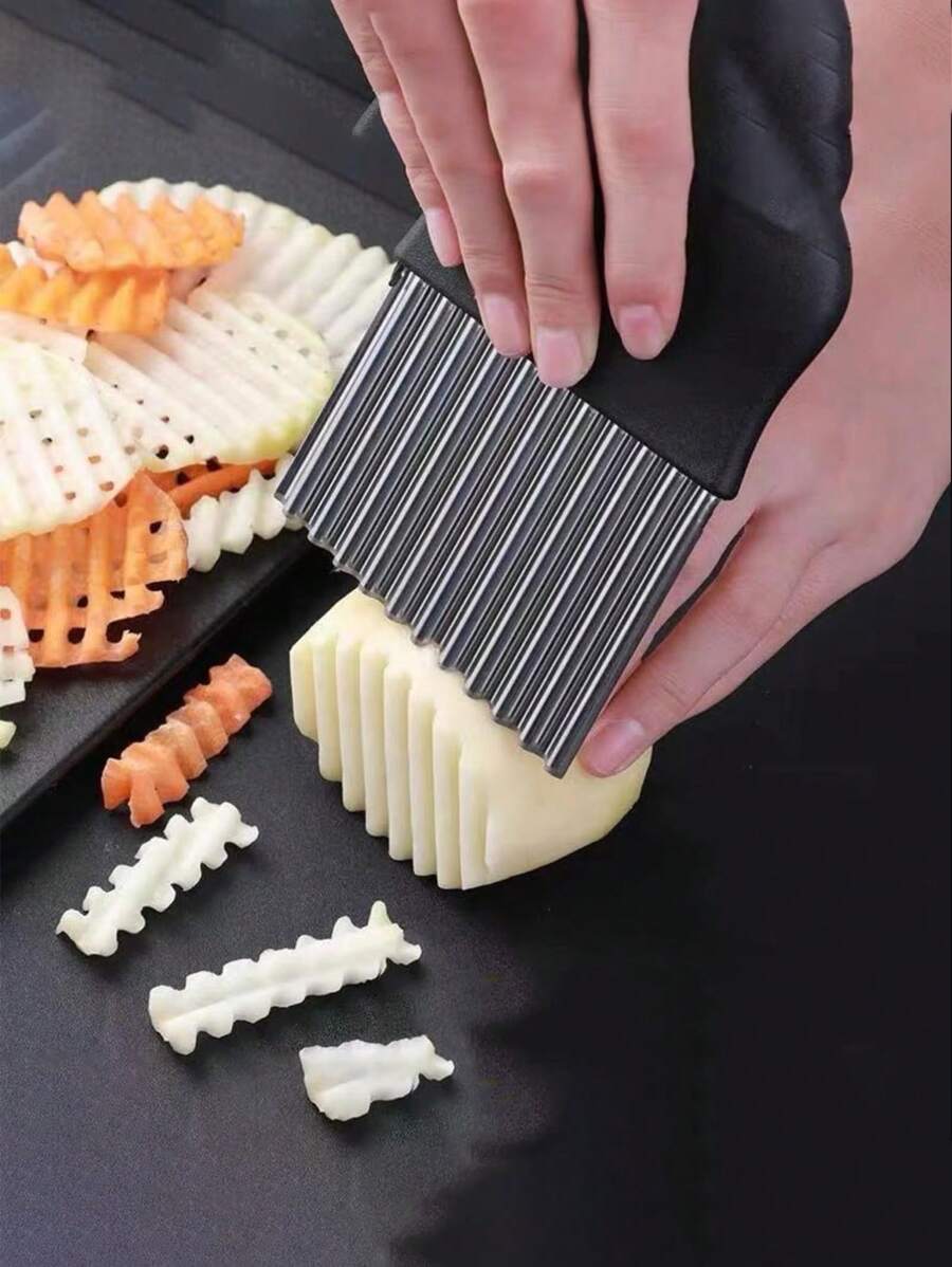 Stainless Steel Wavy Cutter Set, Including 1pc Wolf Tooth Potato Cutter ...