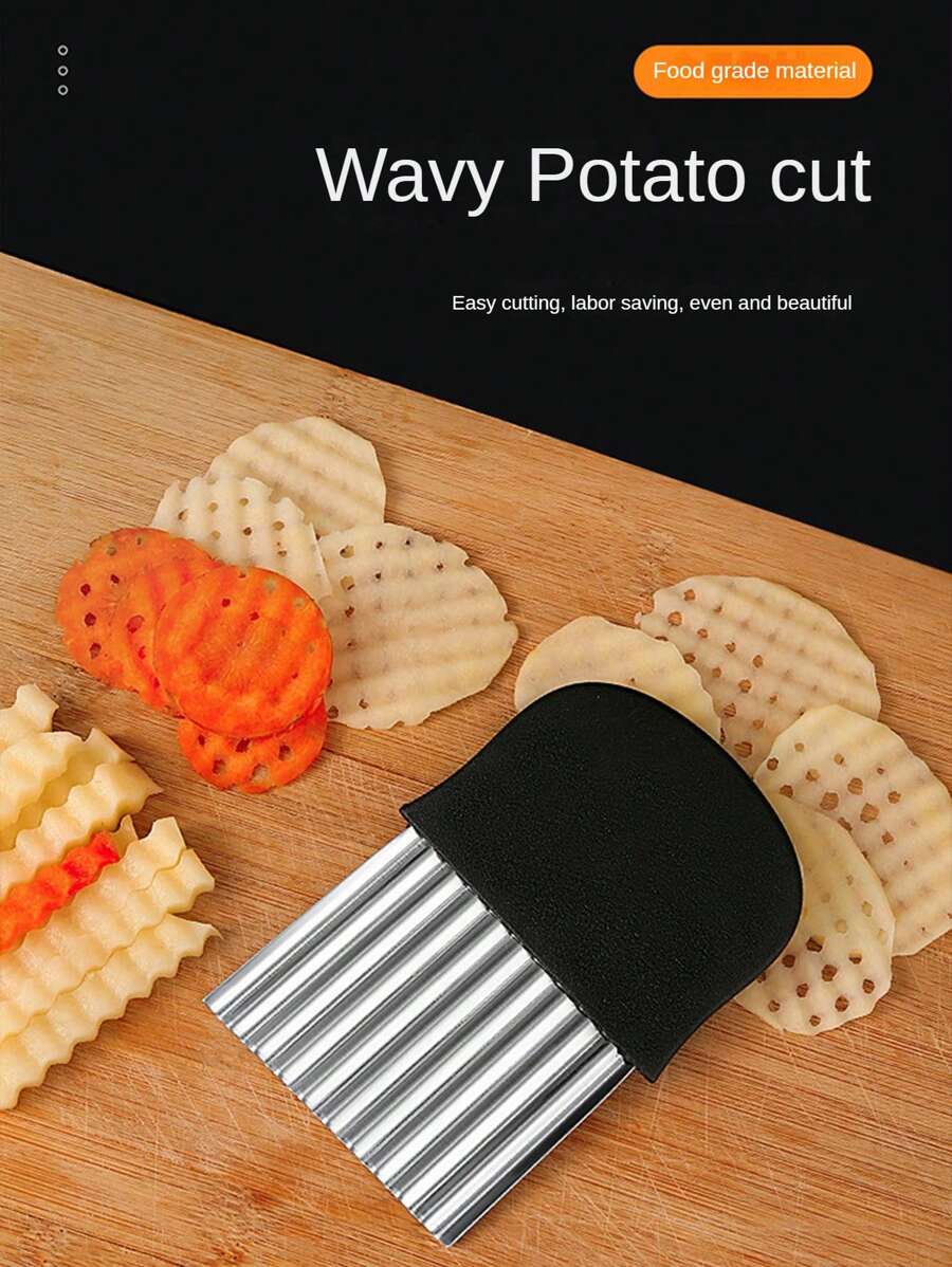 Stainless Steel Wavy Cutter Set, Including 1pc Wolf Tooth Potato Cutter ...