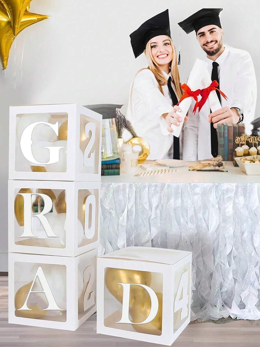 4pcs Graduation Balloon Boxes With GRAD For High School College ...