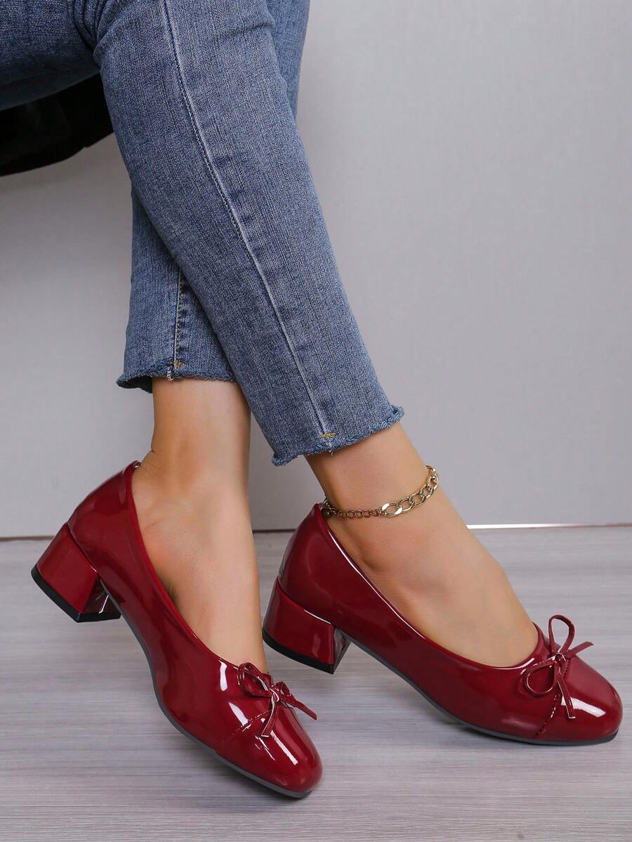 New 2024 Women Classic Red High Heels Ballet Flats With Square Toe ...