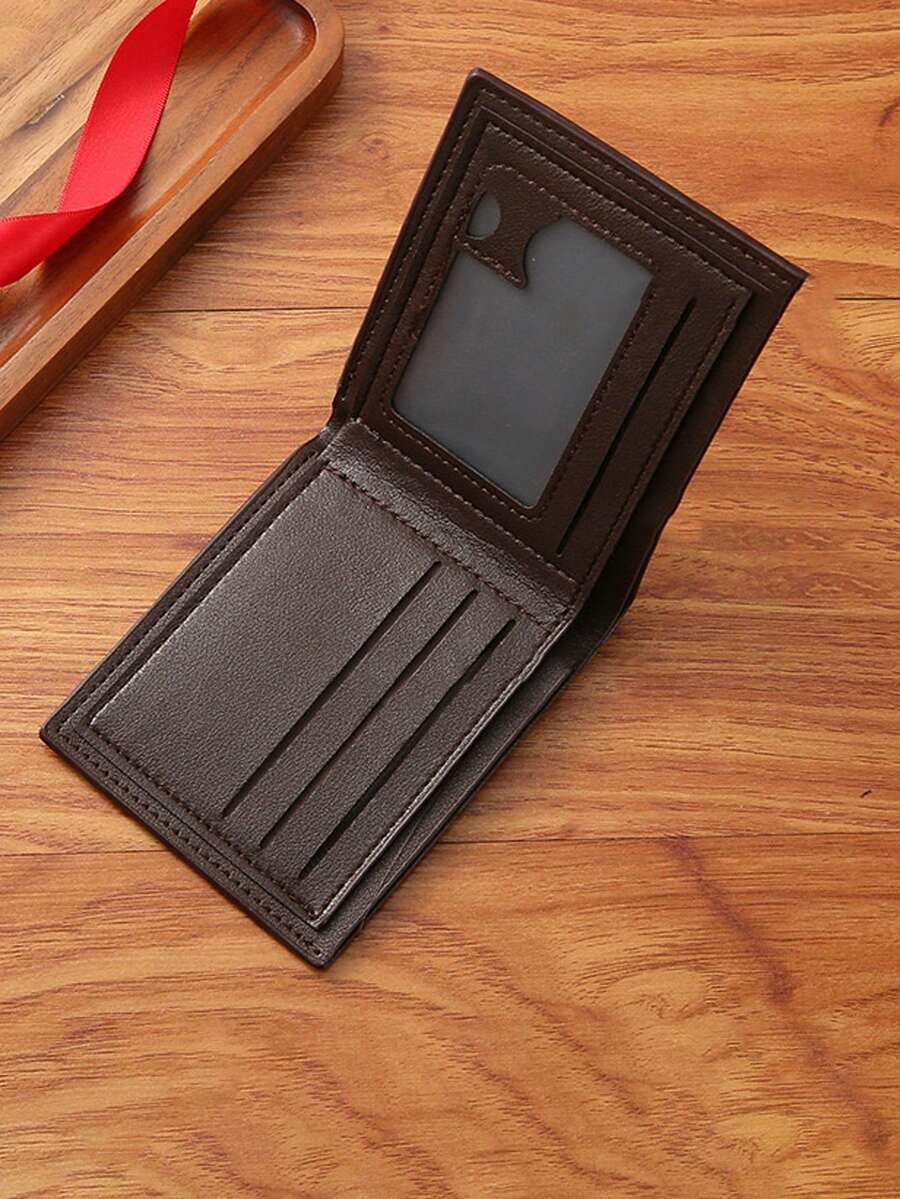 1pc Men's Classic & Casual Solid Color Retro Short Wallet With Card ...