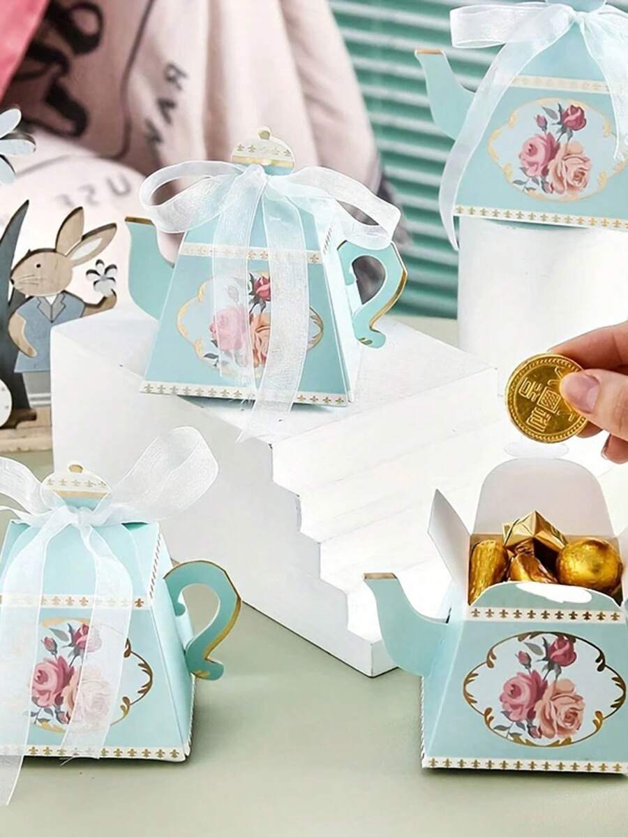 6pcs Vintage Teapot Shaped Candy Boxes, Party Favors, Wedding Favors ...