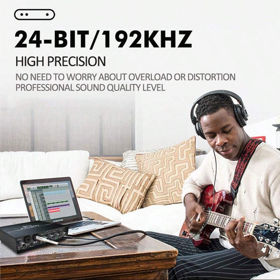 Audio Interface Professional Sound Card With Monitoring Electric Guitar ...