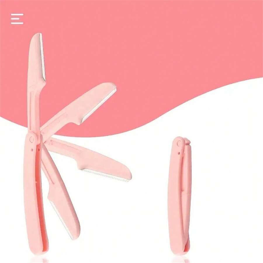 Pink Eyebrow Razor Set, Stainless Steel Blade, Folding Eyebrow Shaver ...