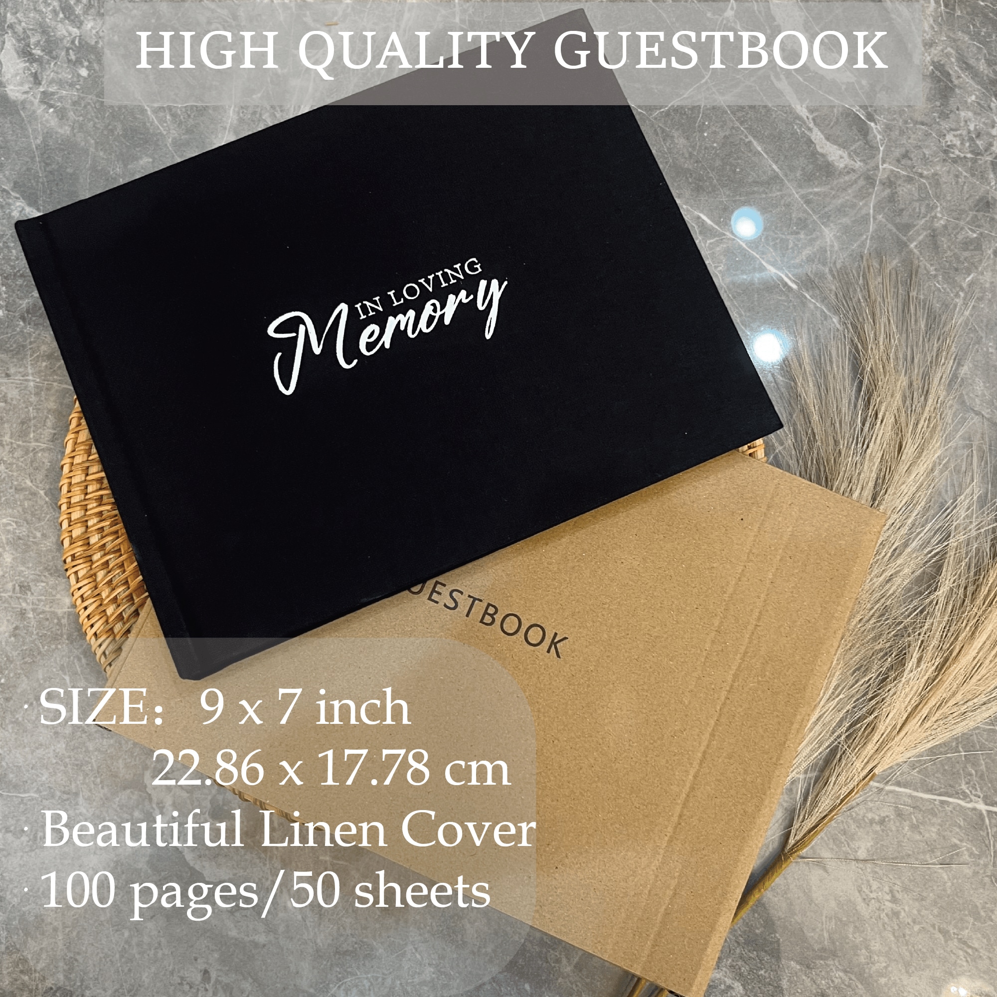 In Loving Memory Guest Book - Linen Cover - Condolence Book, Memorial ...