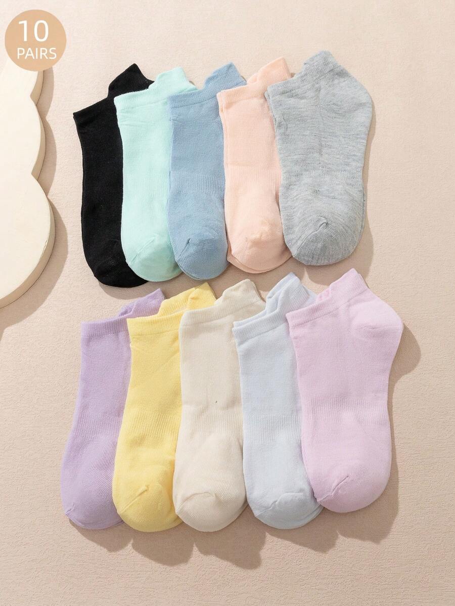 10pairs Solid Ankle Socks | SHEIN USA