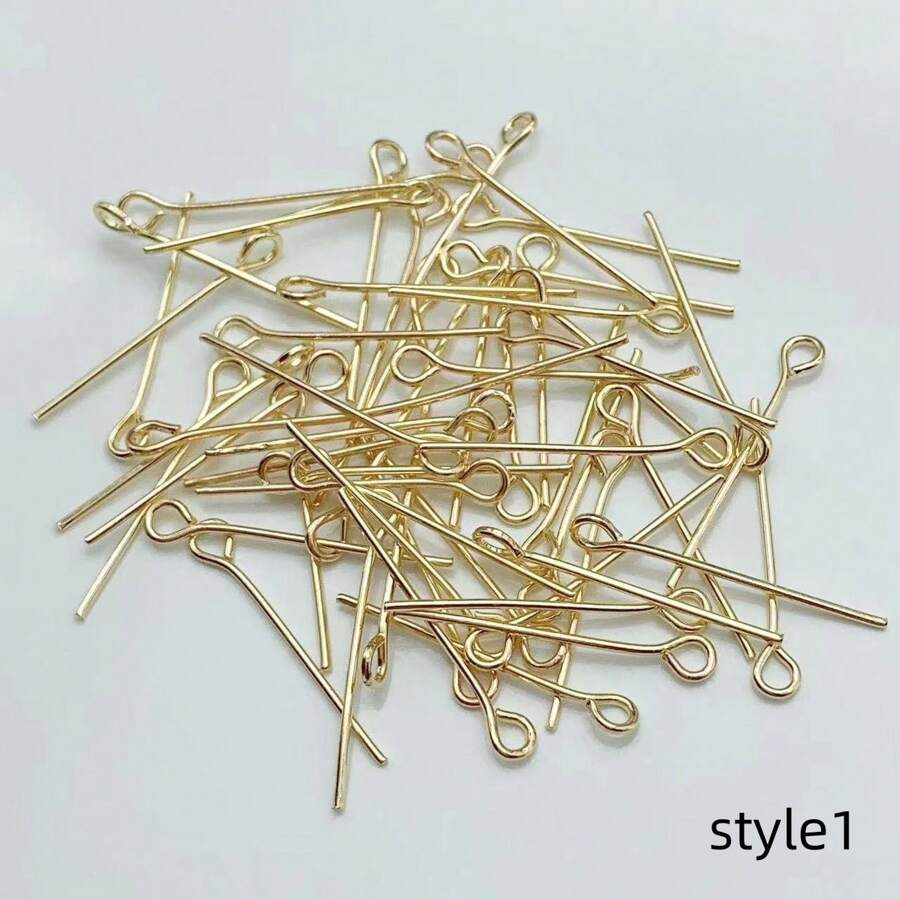 100pcs/Pack 15-70mm Head & Eye Flat Head Pin Gold-Plating Ball Head Pin ...