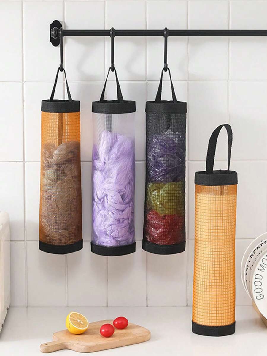 1pc Wall-Mounted Shopping Bag Organizer Holder & Garbage Bag Storage ...