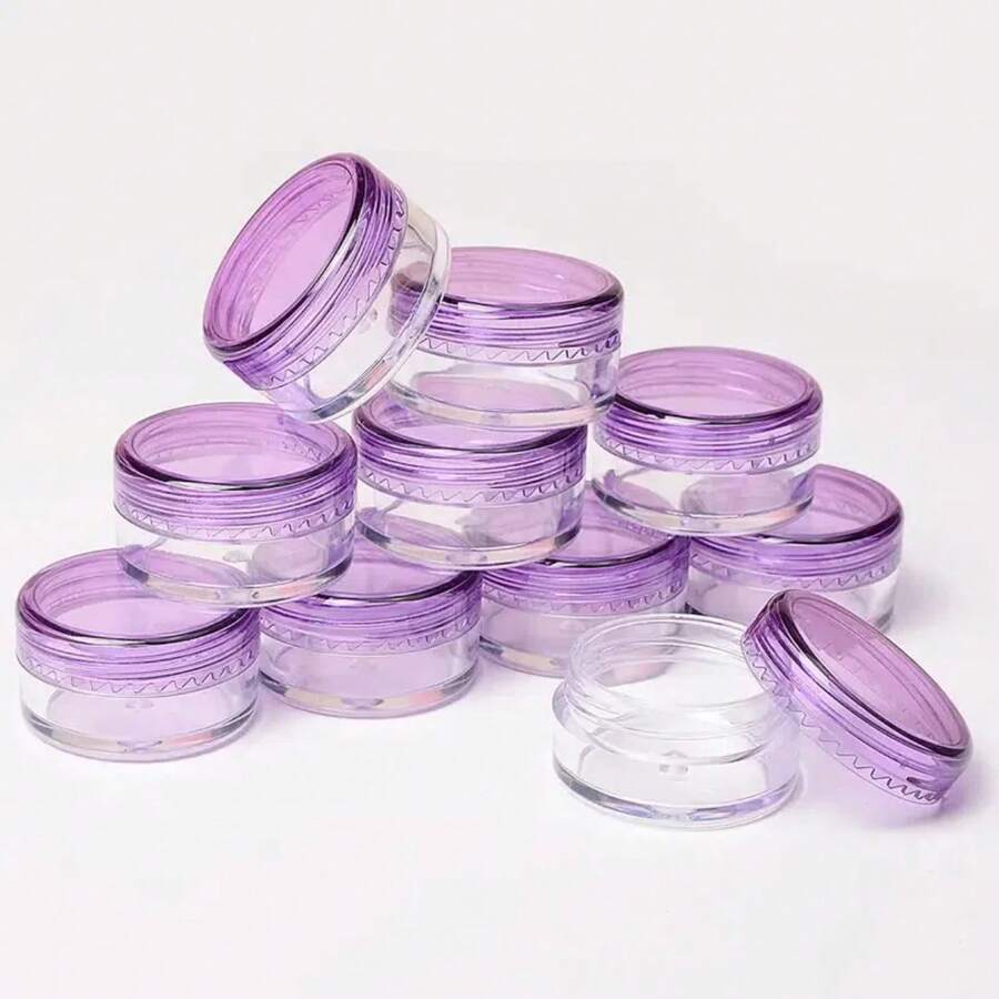 10-Pack 5g Round Plastic Refillable Containers, Unscented Small Travel ...