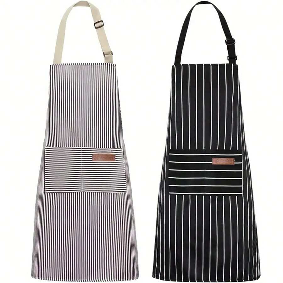 1pc, Adjustable Bib Apron With 2 Pockets Chef Cooking Kitchen ...