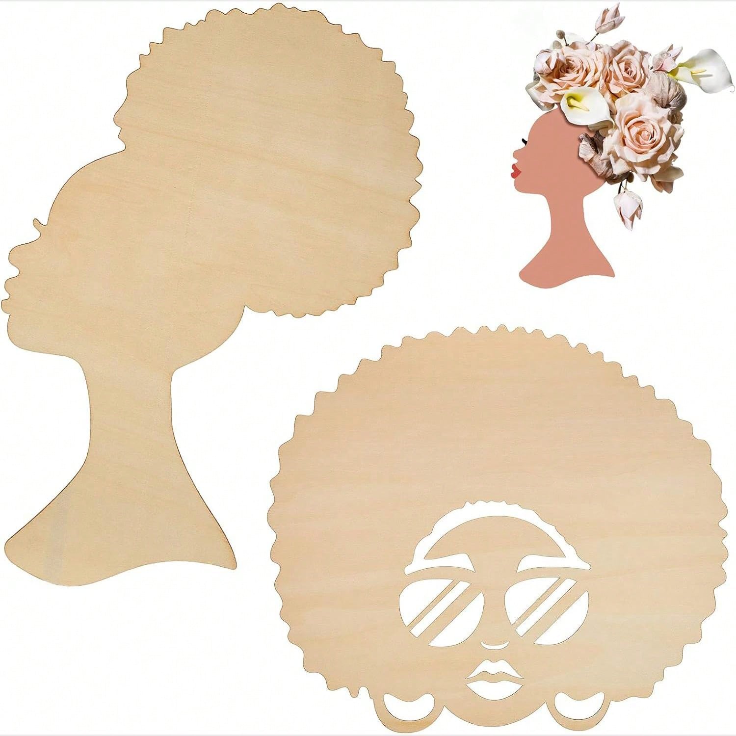 2 Afrikaans Meisje Houten Knipsels DIY Houten Sjabloon Silhouette ...