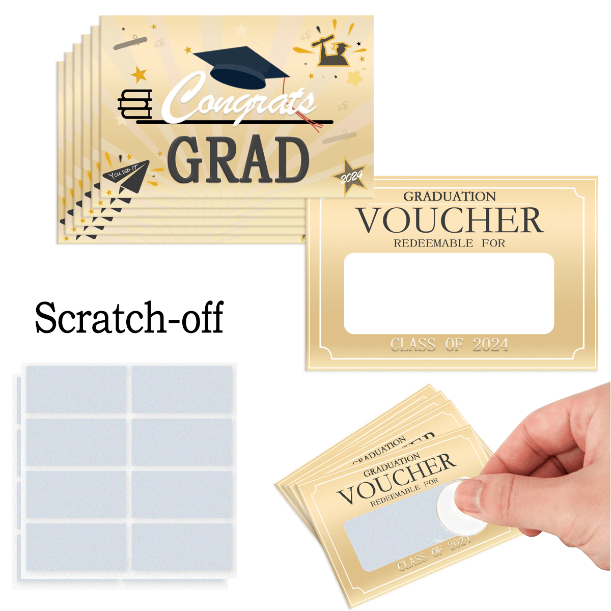 Graduation Party Scratch Off Game Cards Black Gold Graduation Gifts ...
