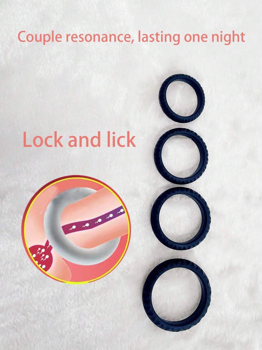4 Pcs Mens Silicone Locking Ring Combination With 4 Bags Of Male Adult
