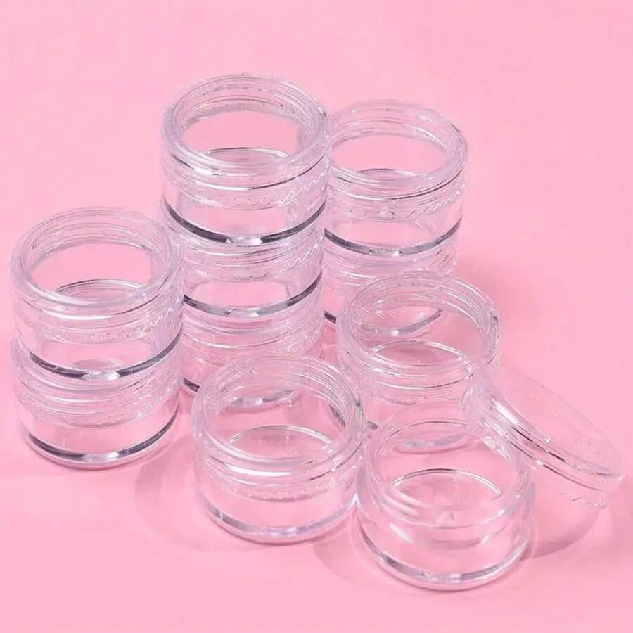 10-Pack 5g Round Plastic Refillable Containers, Unscented Small Travel ...