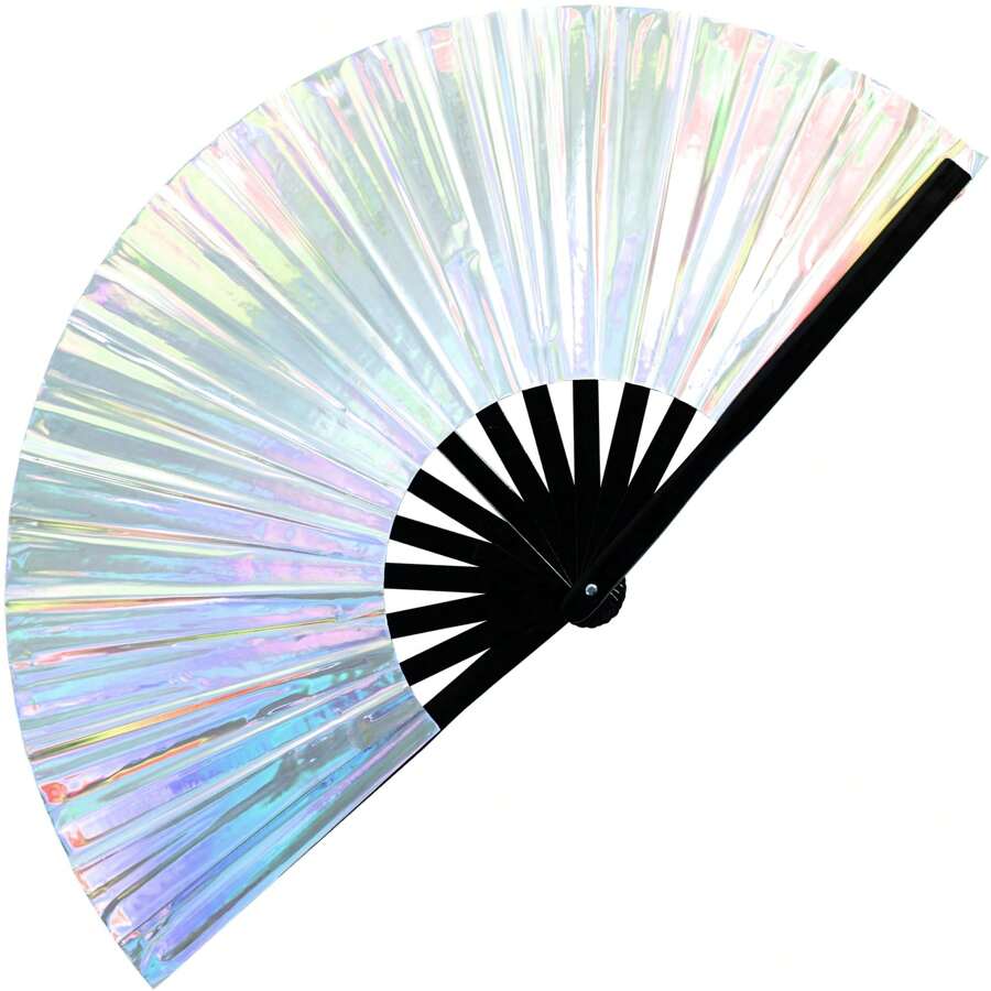 1pc Holographic Folding Handheld Fan, Holographic Fanatic - Festival ...