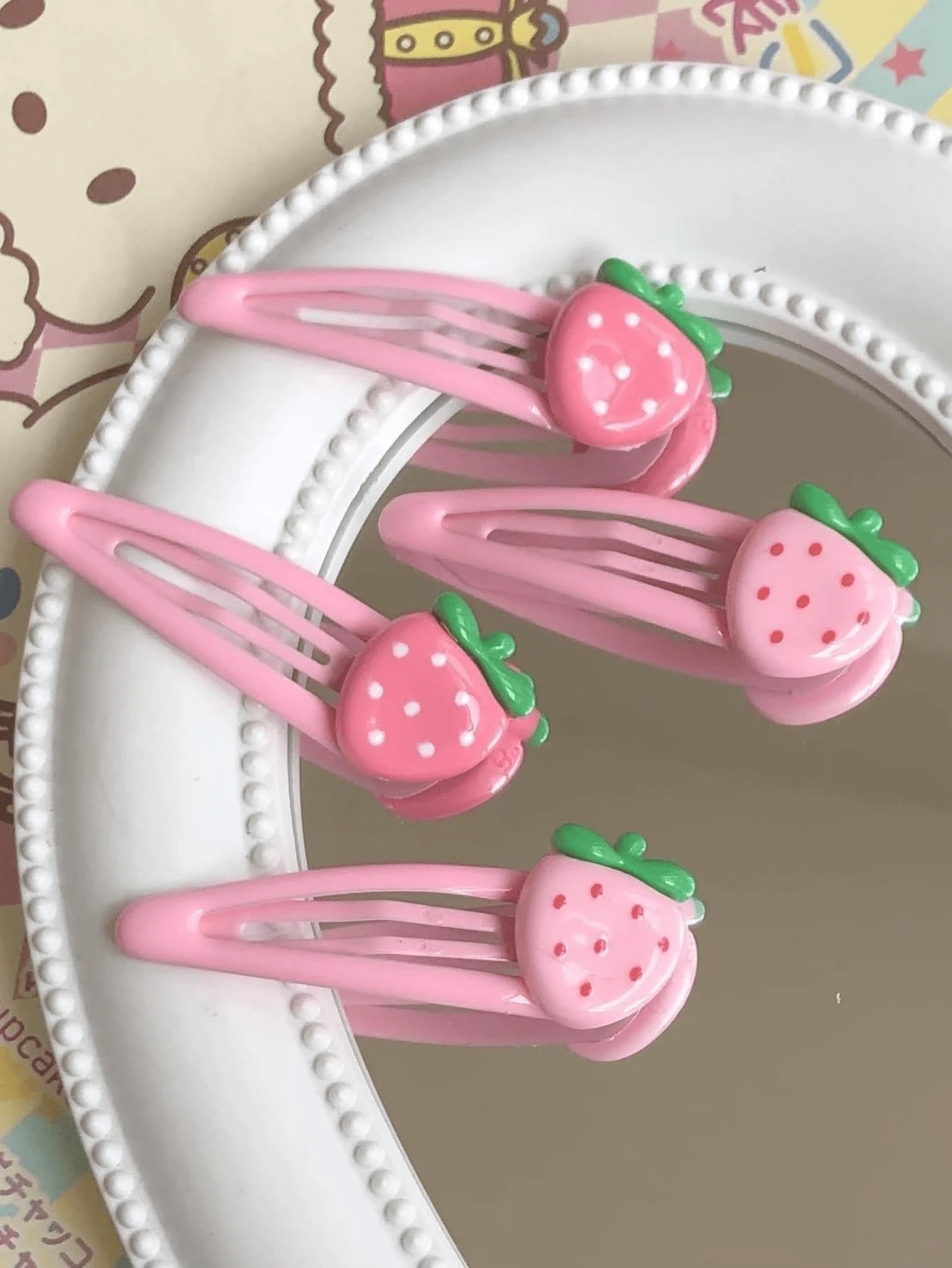 4pcs Pink Strawberry Cute Hair Clips, Suitable For Daily Use, Can Hold ...