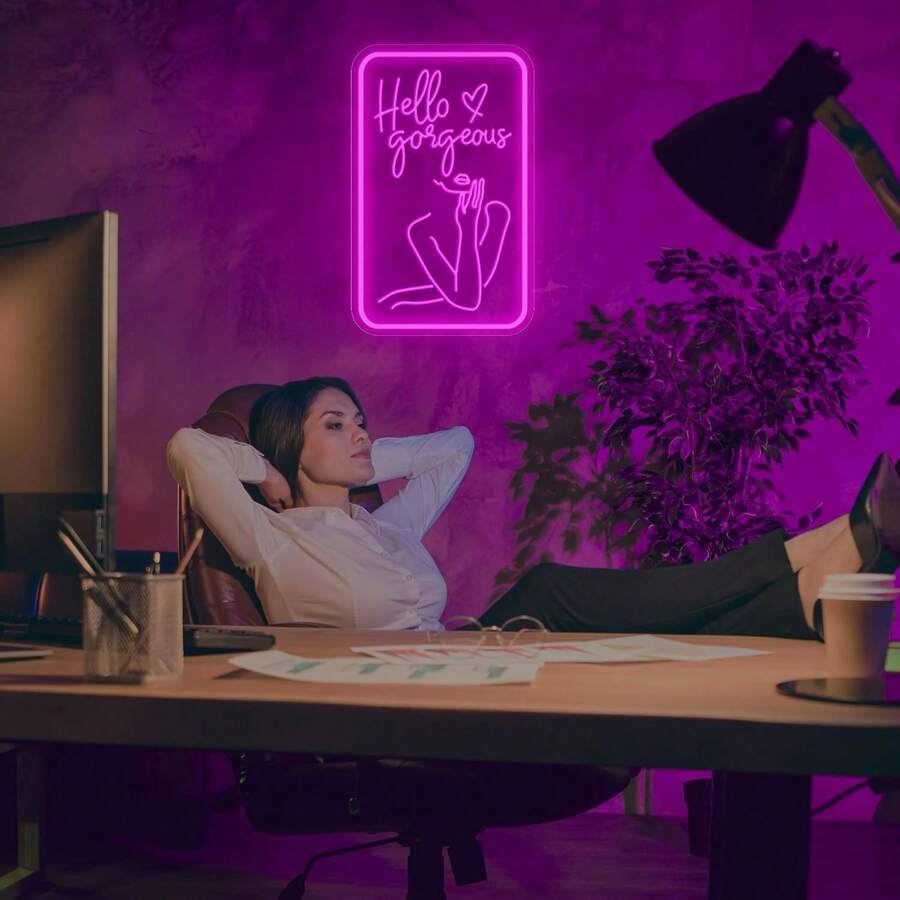 Hello Gorgeous Neon Sign For Wall Decor, LED Neon Lights Party ...