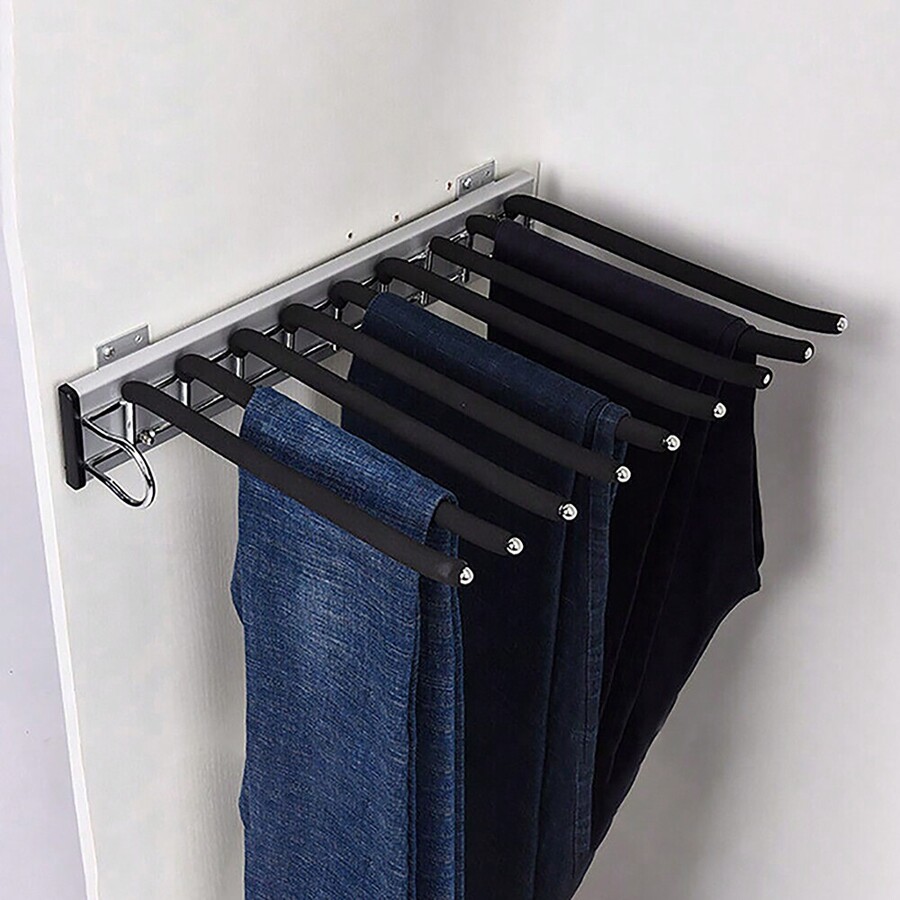 Pull Out Trousers Rack 9 Arms Retractable Closet Pants Hanger Side ...