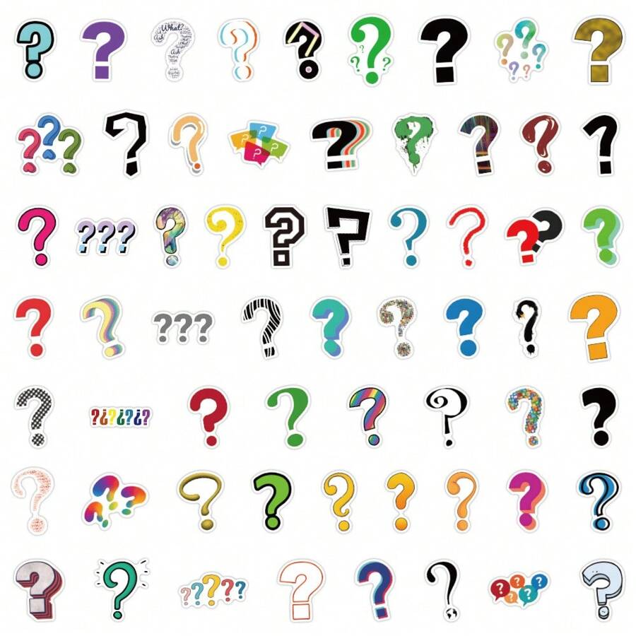 60pcs Question Mark Stickers, Cute Cartoon Graffiti Waterproof Vinyl ...